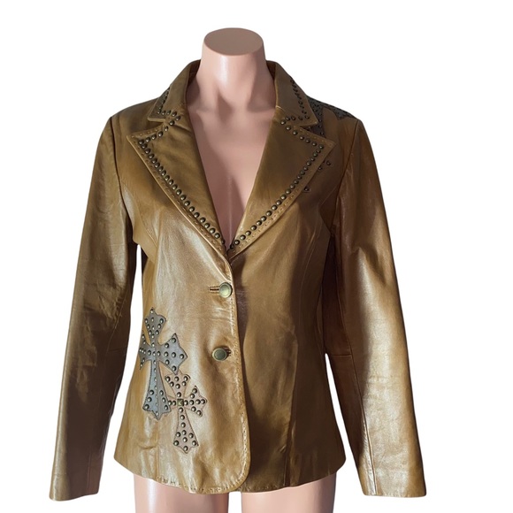 Reba | Jackets & Coats | New Reba Stunning Leather Jacket W Cross ...